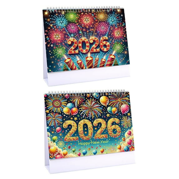 FLOPESN 2026 2Pcs DIY Diamond Art Painting Desk Calendar,Monthly Flip ...
