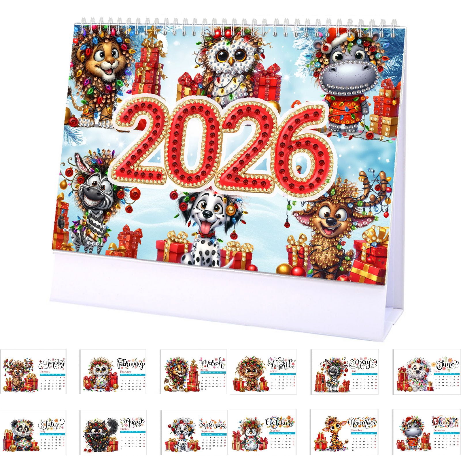 FLOPESN 2026 DIY Diamond Art Painting Desk Calendar,Thick Paper Monthly ...
