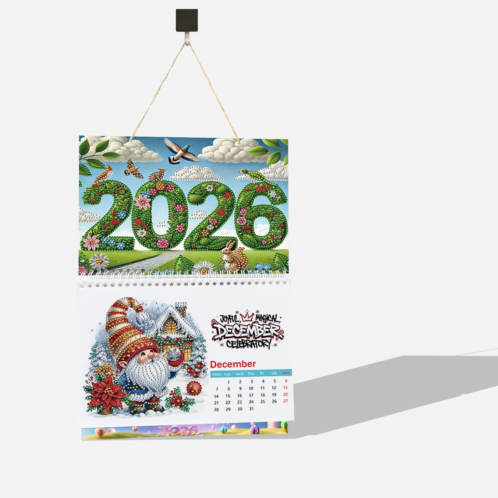 FLOPESN 2026 Wall Calendar DIY Diamond Art Painting Thick Paper 12 ...