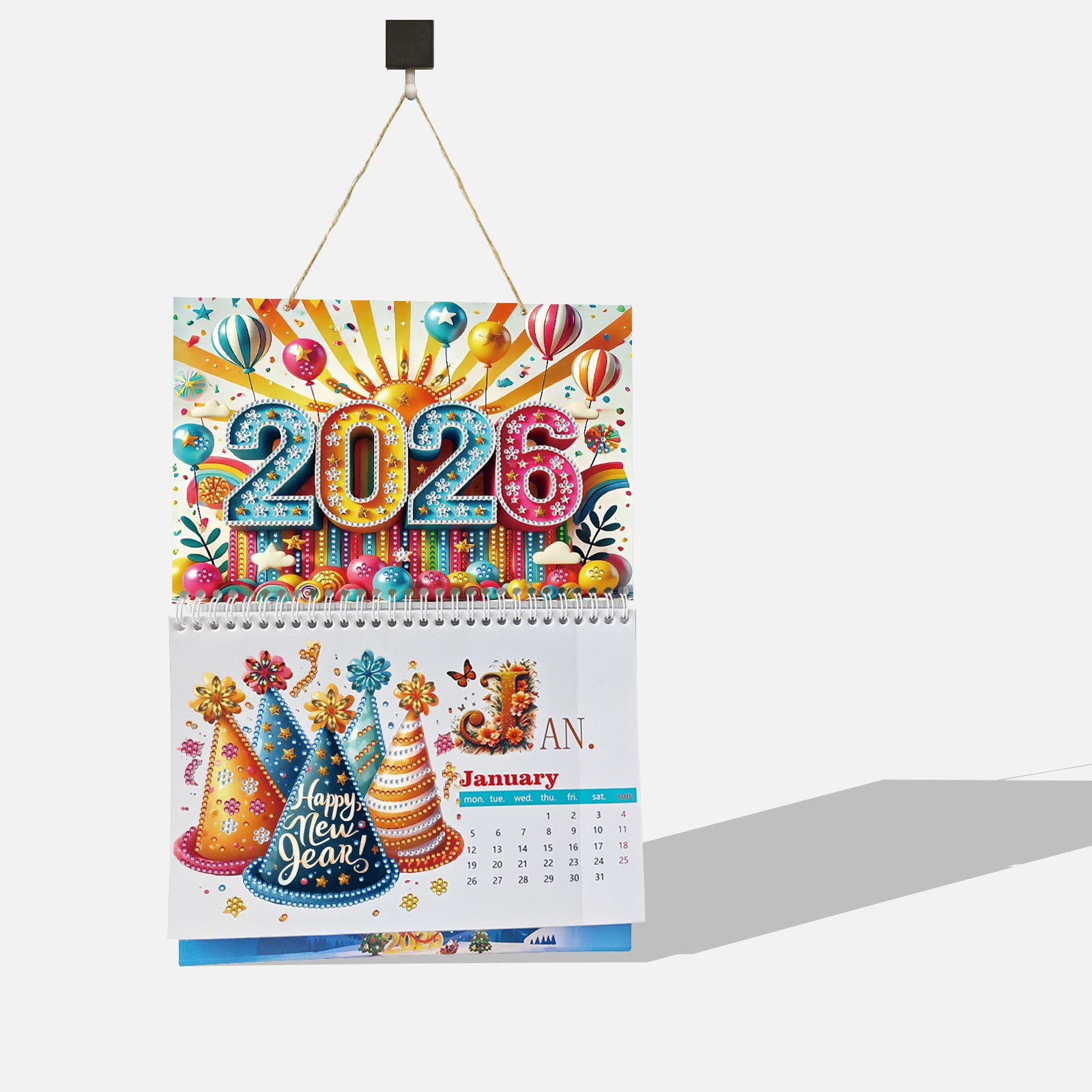 FLOPESN 2026 Wall Calendar DIY Diamond Art Painting Thick Paper 12 ...