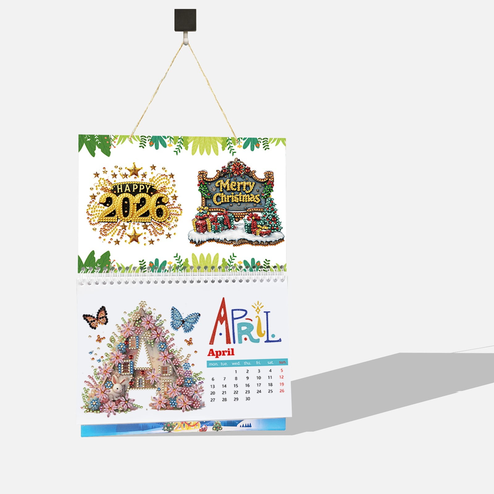 FLOPESN 2026 Wall Calendar DIY Diamond Art Painting Thick Paper 12 ...