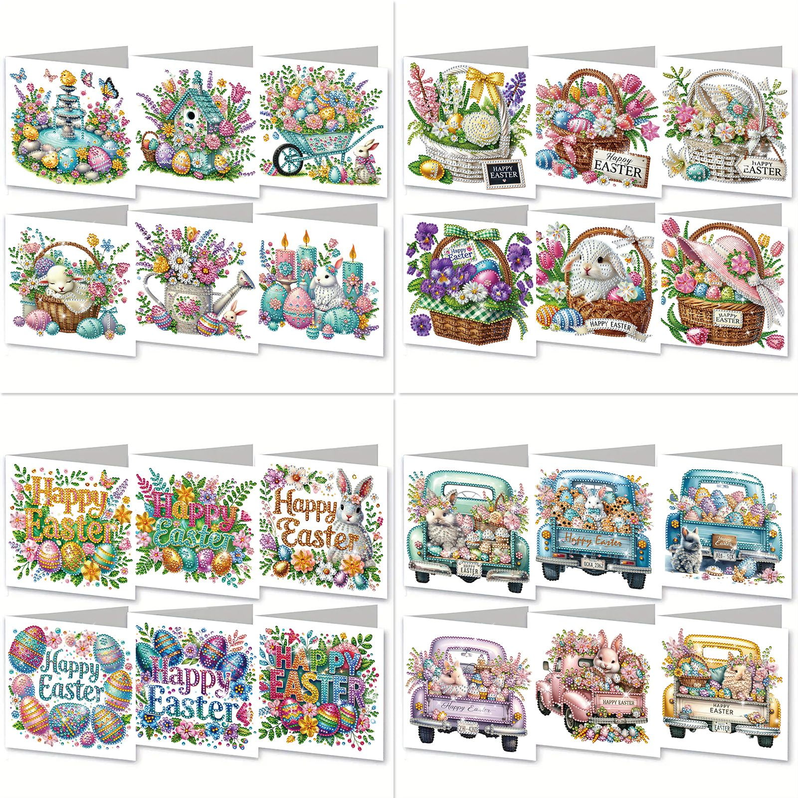 FLOPESN 24Pcs DIY Folding Greeting Card Easter Diamond Art Painting ...