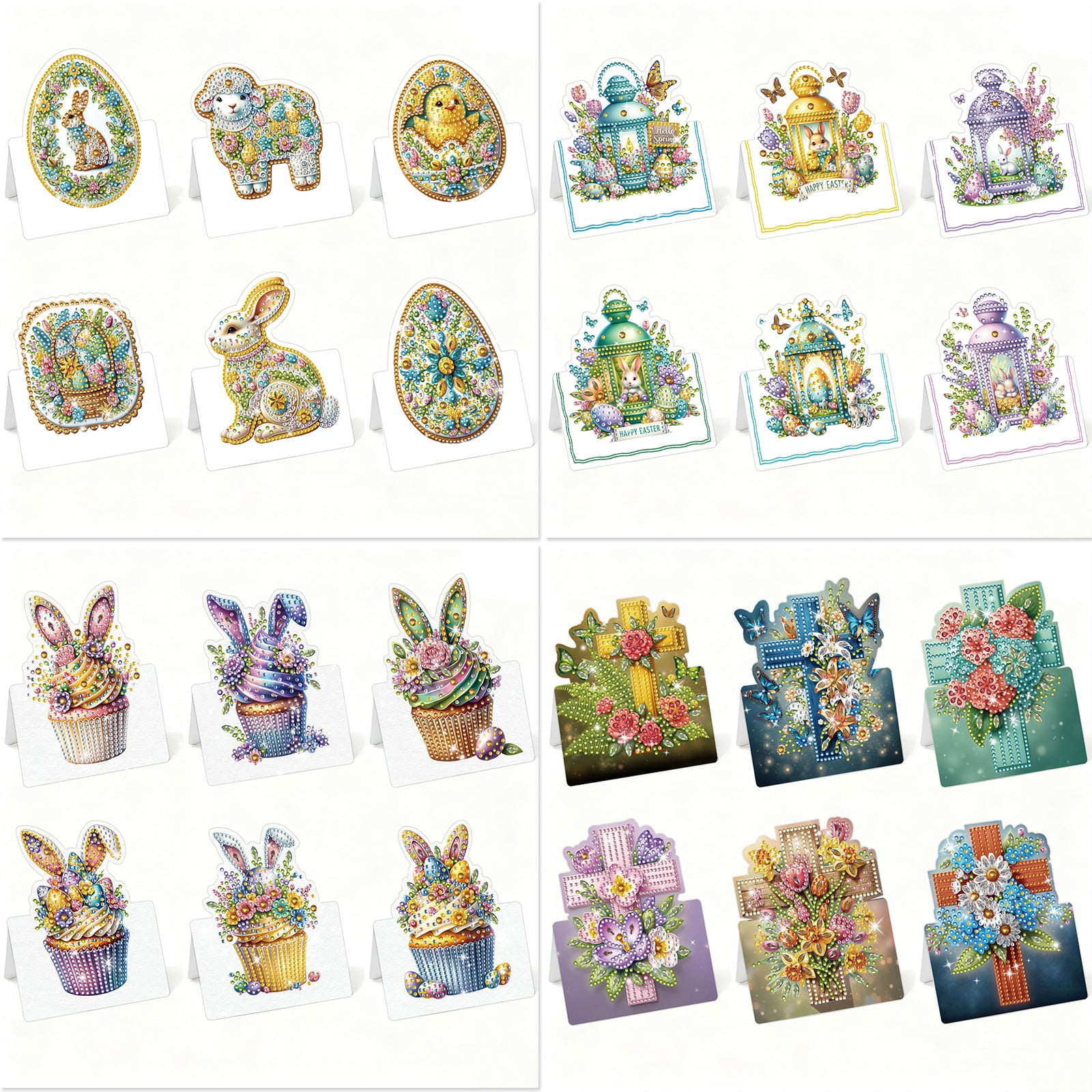 FLOPESN 24Pcs Easter Foldable Greeting Card set,DIY Diamond Art ...