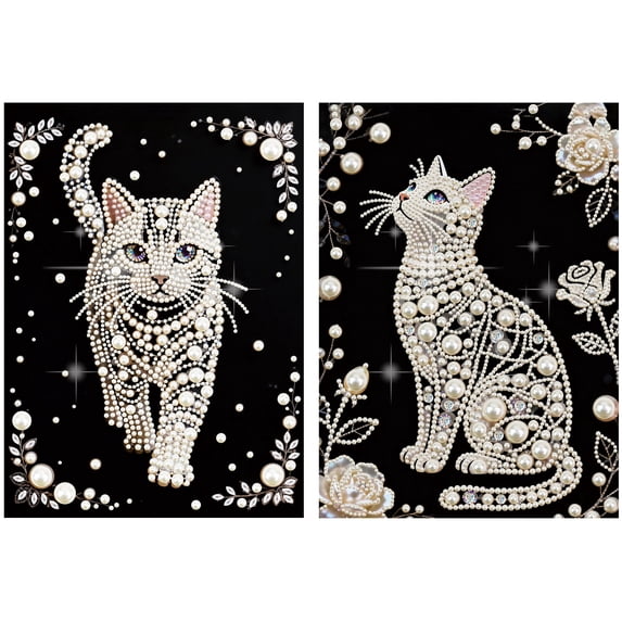 FLOPESN 2Pcs Cats DIY Gemstone Pearl Diamond Art Painting Kit, 9.84X13 ...