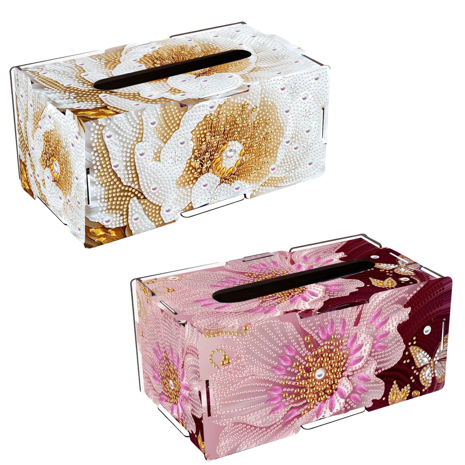 FLOPESN 2Pcs DIY Diamond Art Painting Flower Tissue Box – Wooden ...