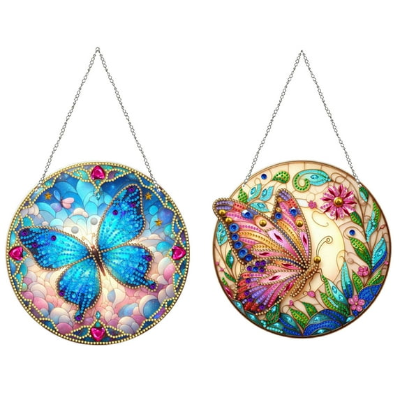 FLOPESN 2Pcs DIY Dot Diamond Pendant Diamond Art Painting Flower Cat ...