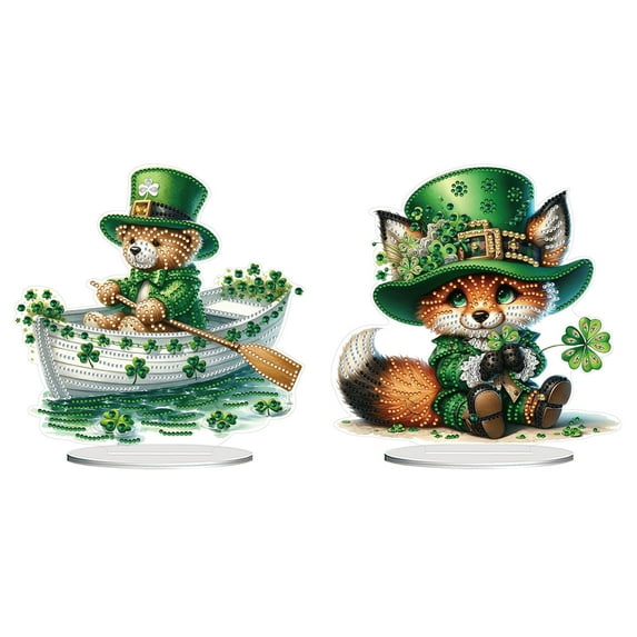 FLOPESN 2Pcs St. Patrick's Day DIY Diamond Art Paniting PET Crescent ...