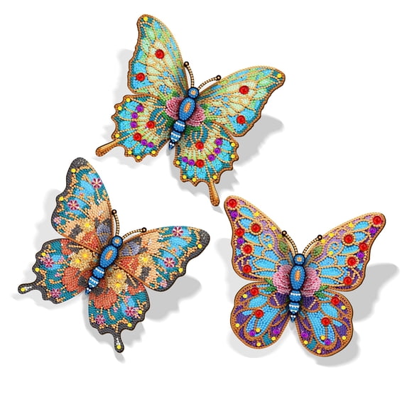 FLOPESN 3Pcs DIY Rhinestone 3D Butterfly Wall Decor,Diamond Art ...