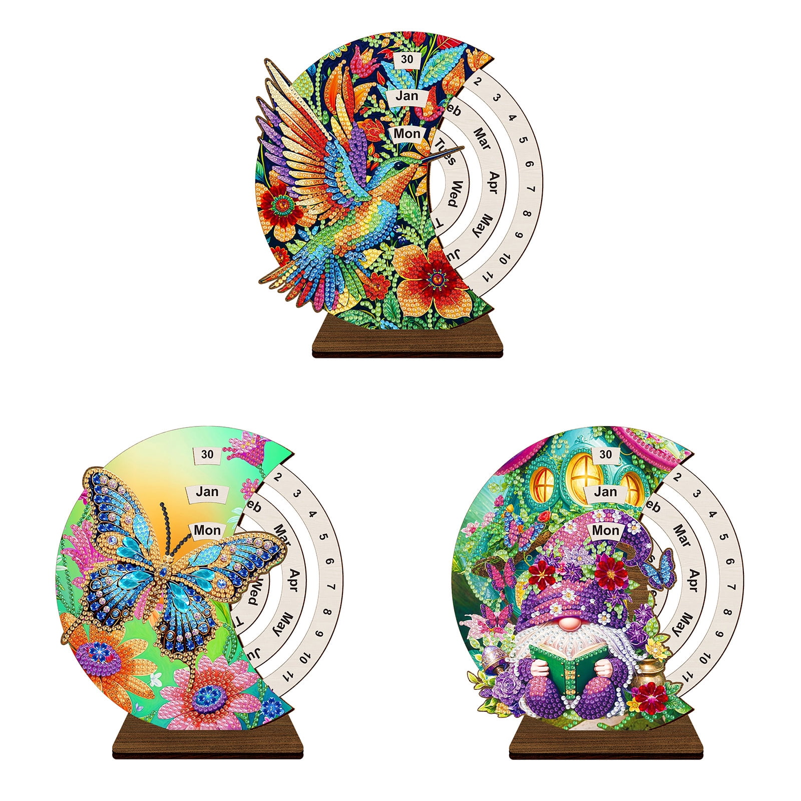 FLOPESN 3Pcs Perpetual Calendar DIY Diamond Art Painting Wooden Manual ...