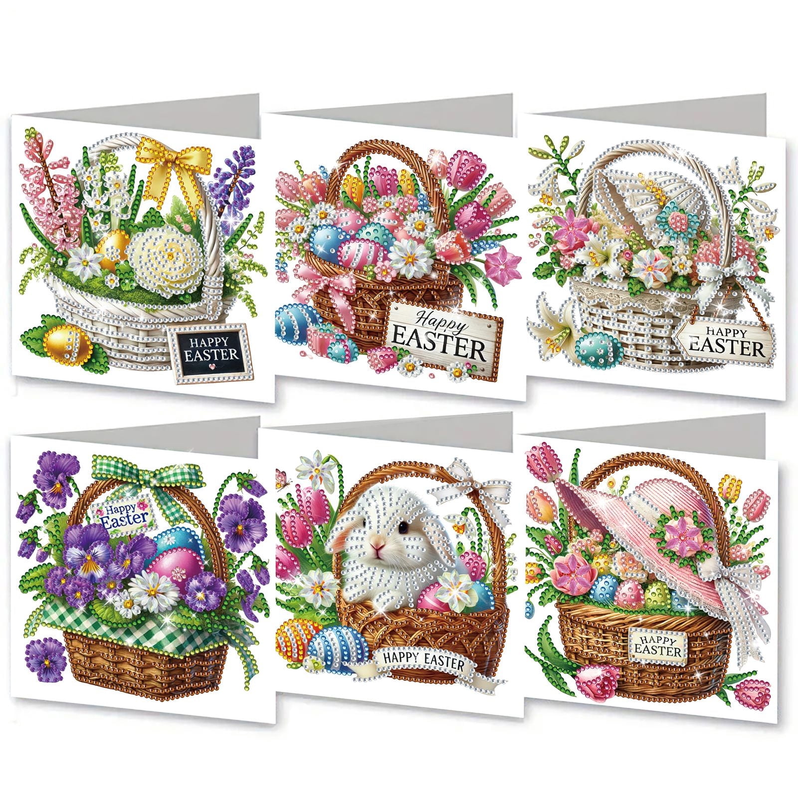 FLOPESN 6Pcs DIY Folding Greeting Card Easter Diamond Art Painting ...