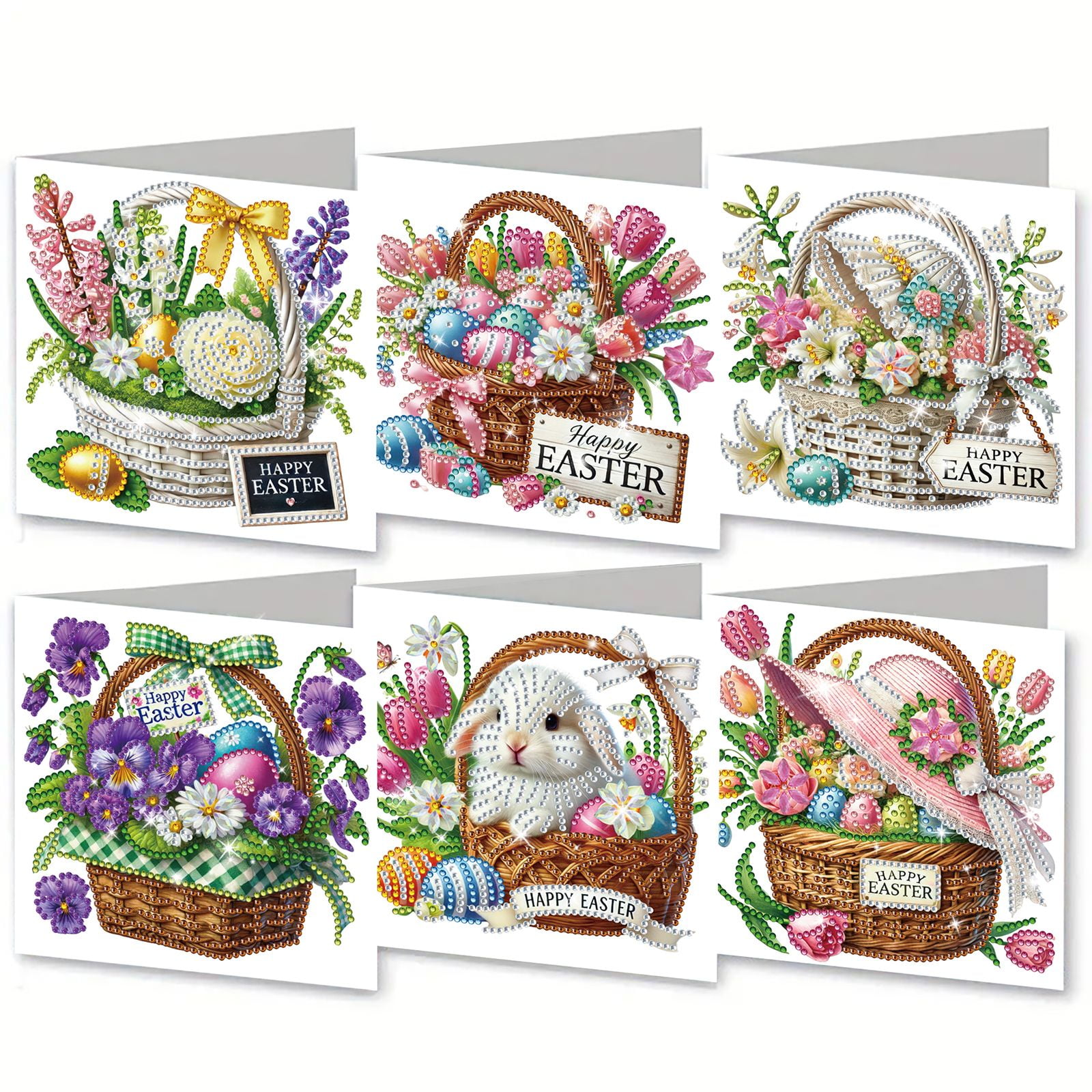 FLOPESN 6Pcs DIY Folding Greeting Card Easter Diamond Art Painting ...