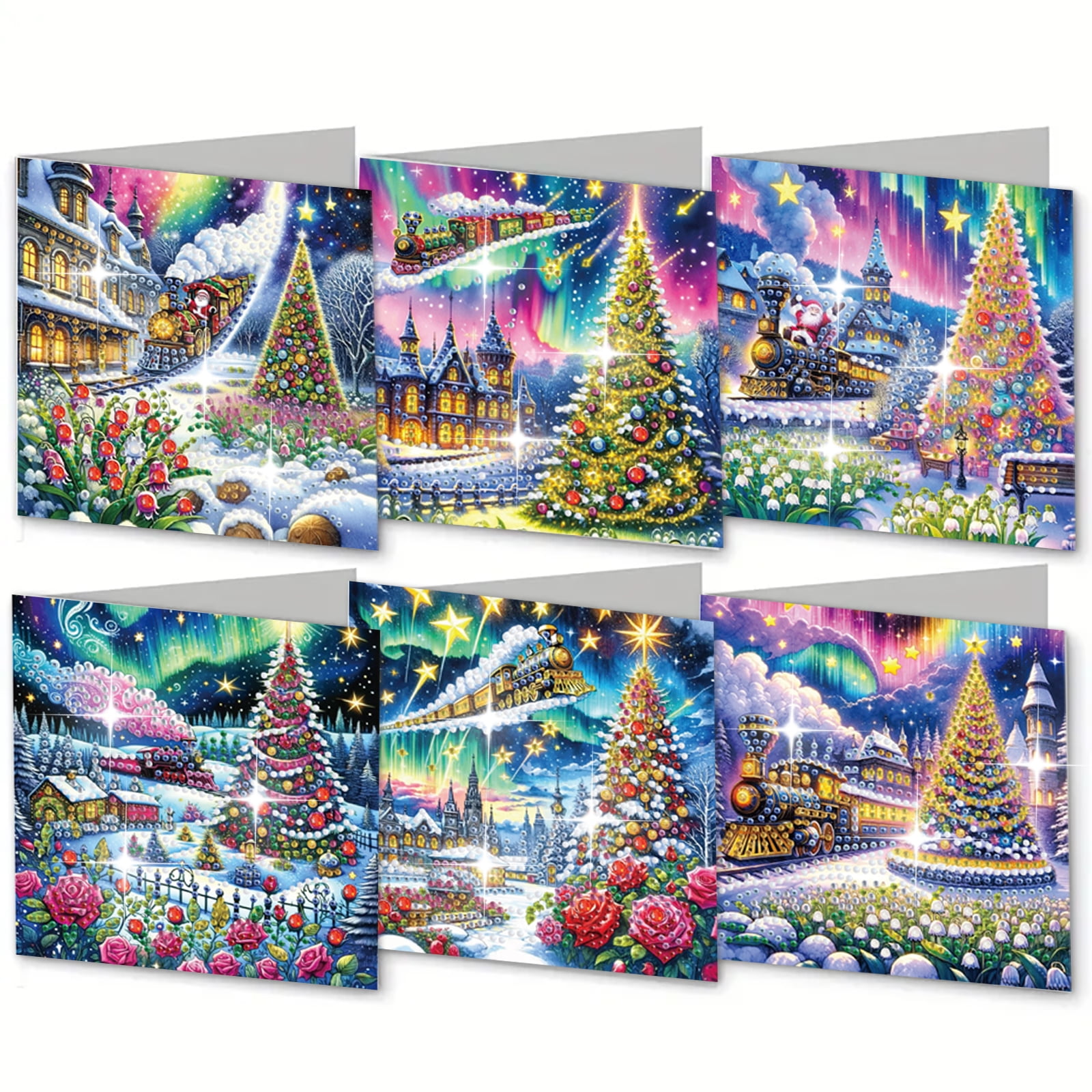 FLOPESN 6pcs 5D DIY Diamond Art Painting Greeting Card Kit,Rhinestone ...