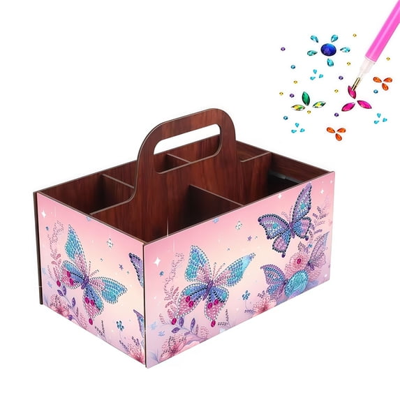 FLOPESN DIY Butterfly Diamond Art Painting 5 compartments Wooden ...