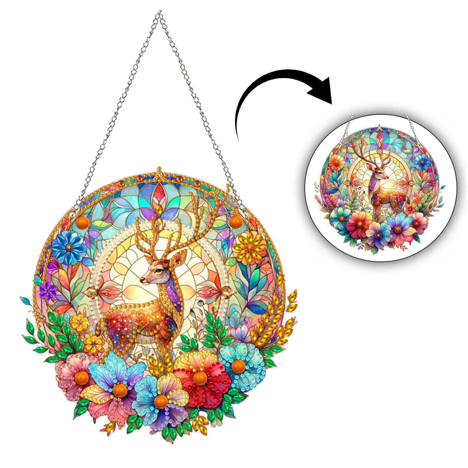 FLOPESN DIY Dot Diamond Pendant Diamond Art Painting Flower Cat ...