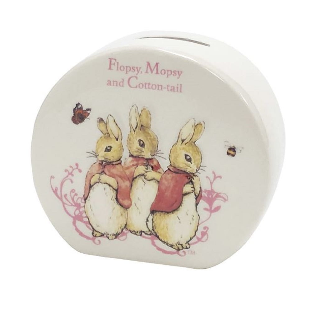 Flopsy Mopsy & Cottontail Bank Ceramic Money Saving Rabbit Bunny Cents ...