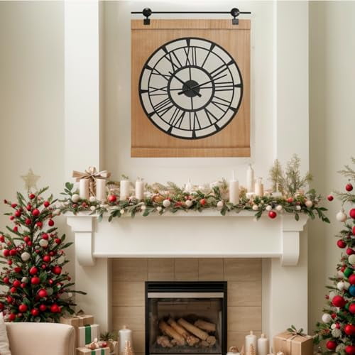 FLORA Large Farmhouse Wall Clock,Rustic Barn Door Wall Clocks for ...