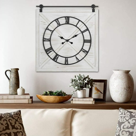 FLORA Large Farmhouse Wall Clock,Rustic Barn Door Wall Clocks for ...