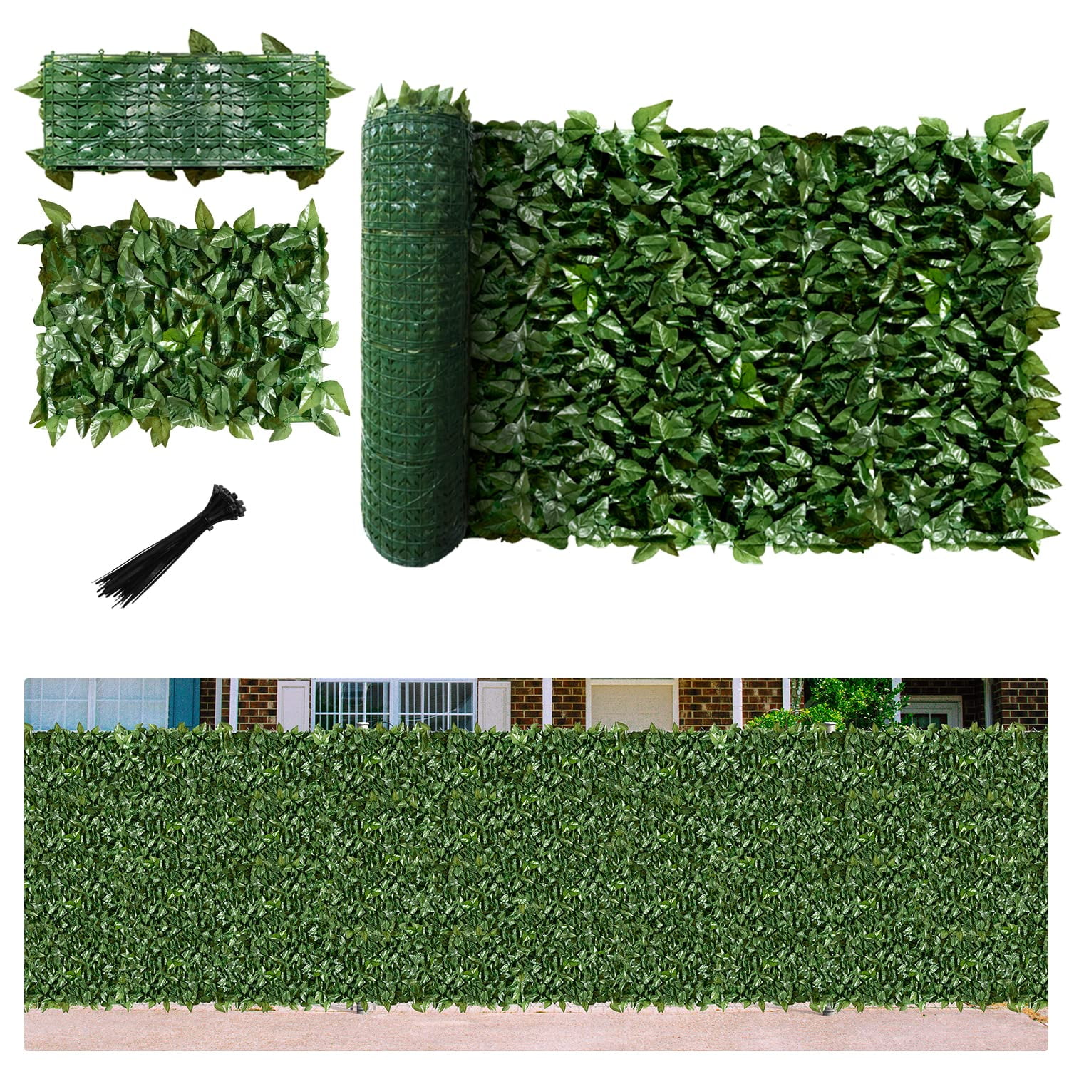 FLORALEAF Artificial Ivy Privacy Fence Screen 3'x8' Artificial Hedge ...