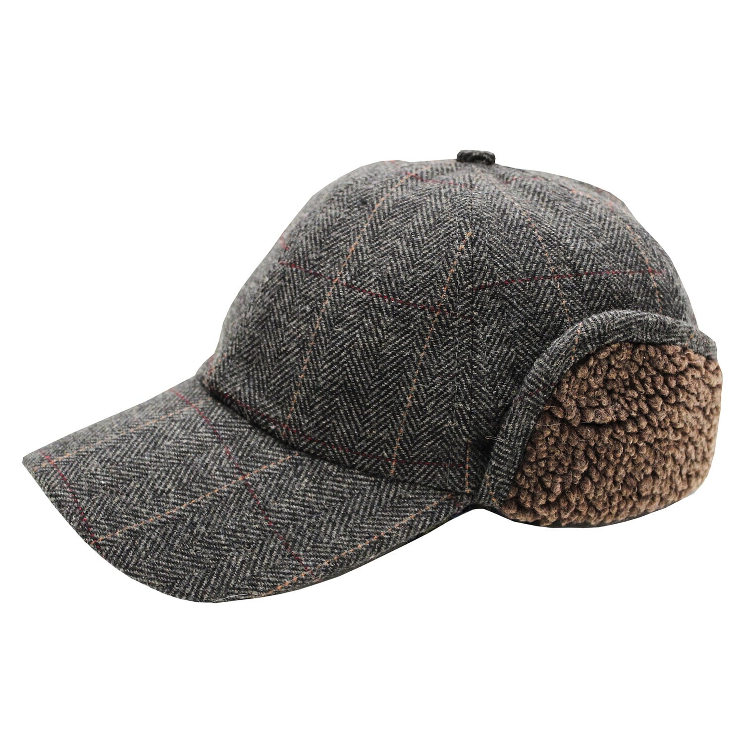FLORIANA Tweed Trapper Hat - Unisex Winter Baseball Cap, Herringbone ...