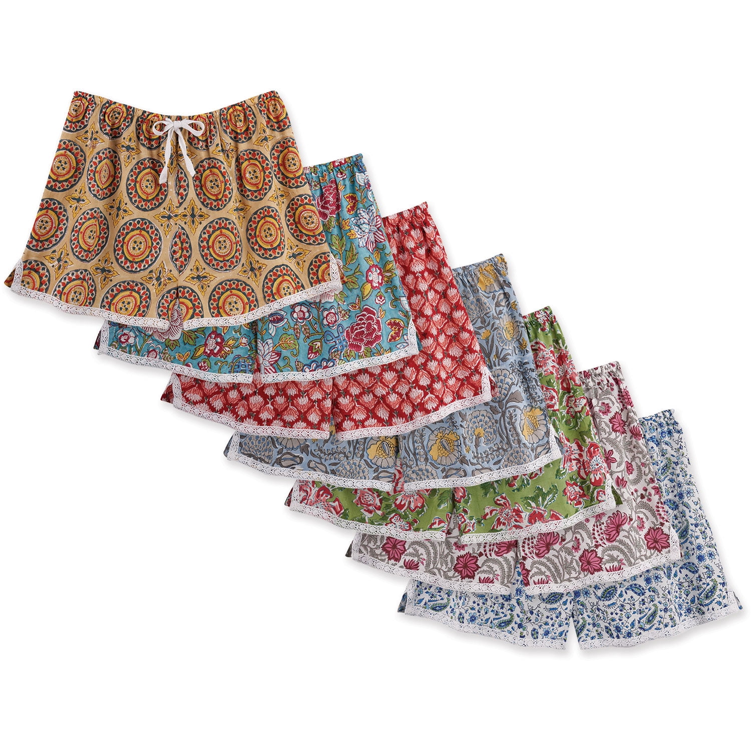 FLORIANA Womens Pajama Shorts Floral Sleep Shorts for Women Pack of 7 ...