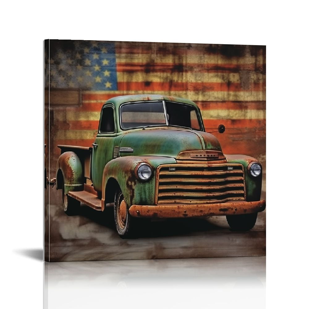 HYKY 16x16in Old Truck Canvas Wall Art Classic Pickup Truck Print ...