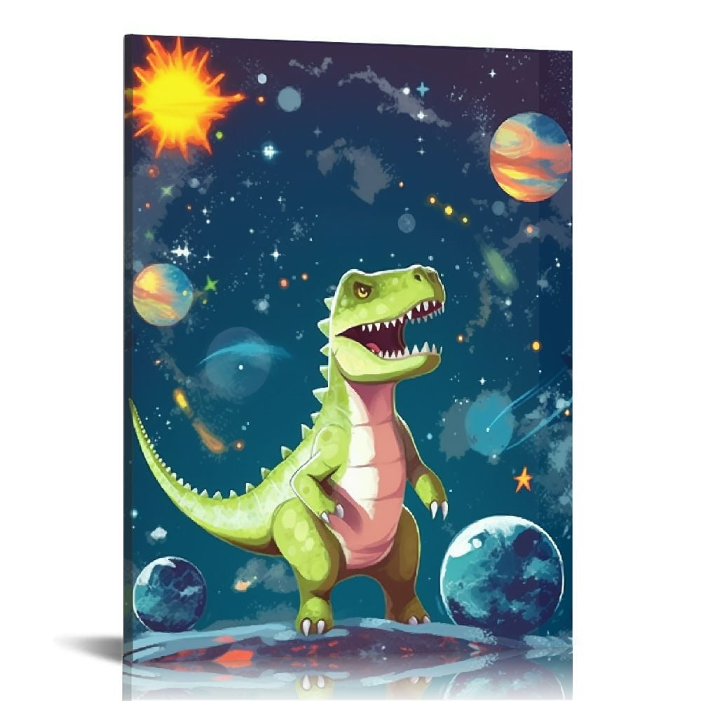 FLORID 16x20 in / 12x16 in Outer Space Dinosaur Room Decor Solar System ...