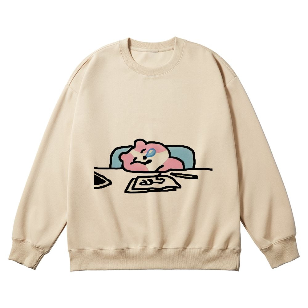 FLORID 40% Polyester Round Neck Sweatshirt Office Sleeping Bear Cute ...