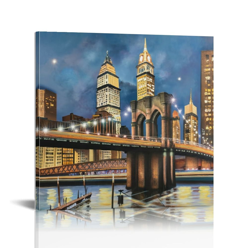 FLORID Art Large Brooklyn Bridge Night View Modern Giclee Canvas Prints ...