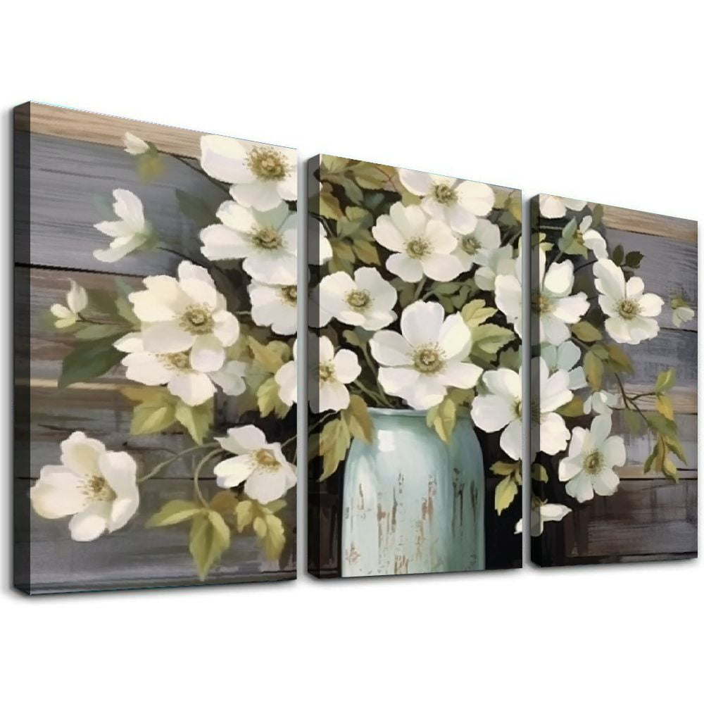 FLORID Bathroom Wall Decor Art Country Style Canvas Flowers Pictures ...