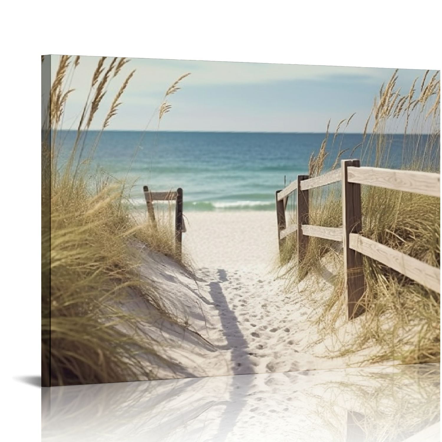 FLORID Beach Pathway Canvas Wall Art - Ocean Theme Artwork Boardwalk ...