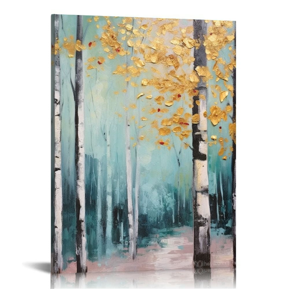 FLORID Birch Tree Canvas Wall Art with Textured Modern Forest Paintings ...