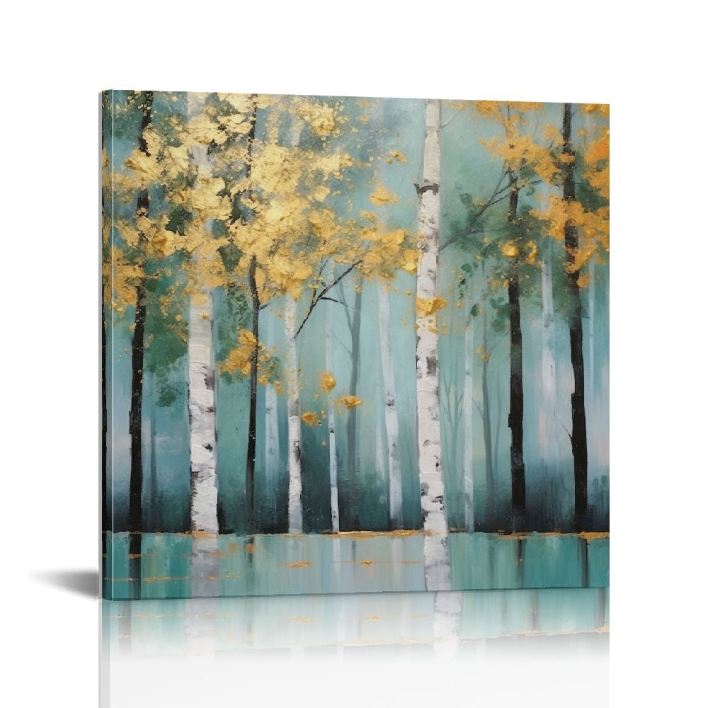 FLORID Birch Tree Canvas Wall Art with Textured Modern Forest Paintings ...