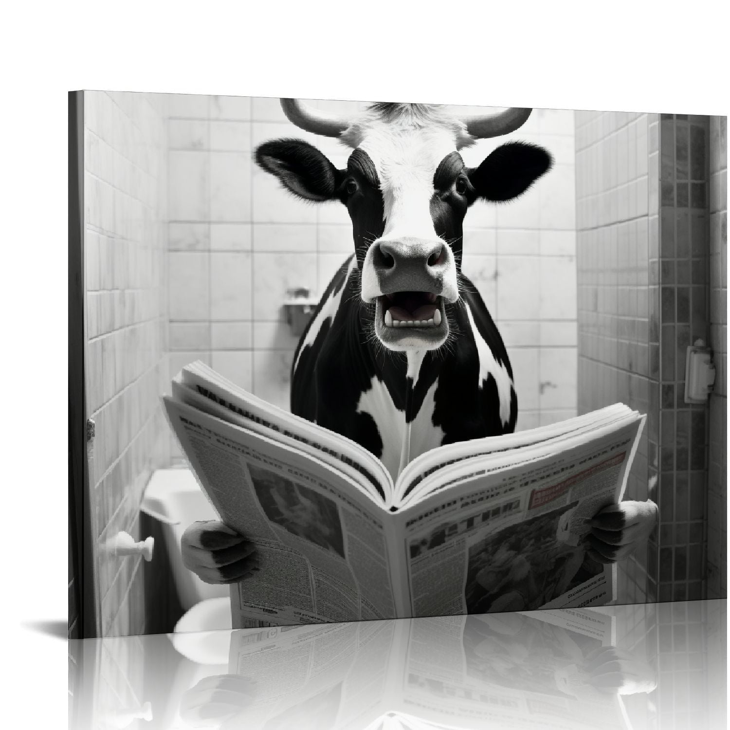 FLORID Black and White Cute Cow Wall Art - Abstract Lovely Animals ...