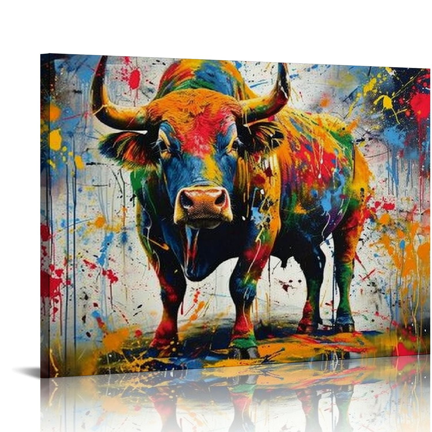 FLORID Canvas Wall Art 20x16 in / 16x12 in Graffiti Cow Wall Art For ...