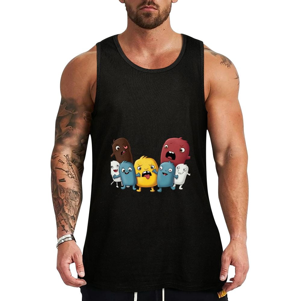 FLORID Cartoon Characters Speech Bubble Tank Top Men's Retro Style M ...