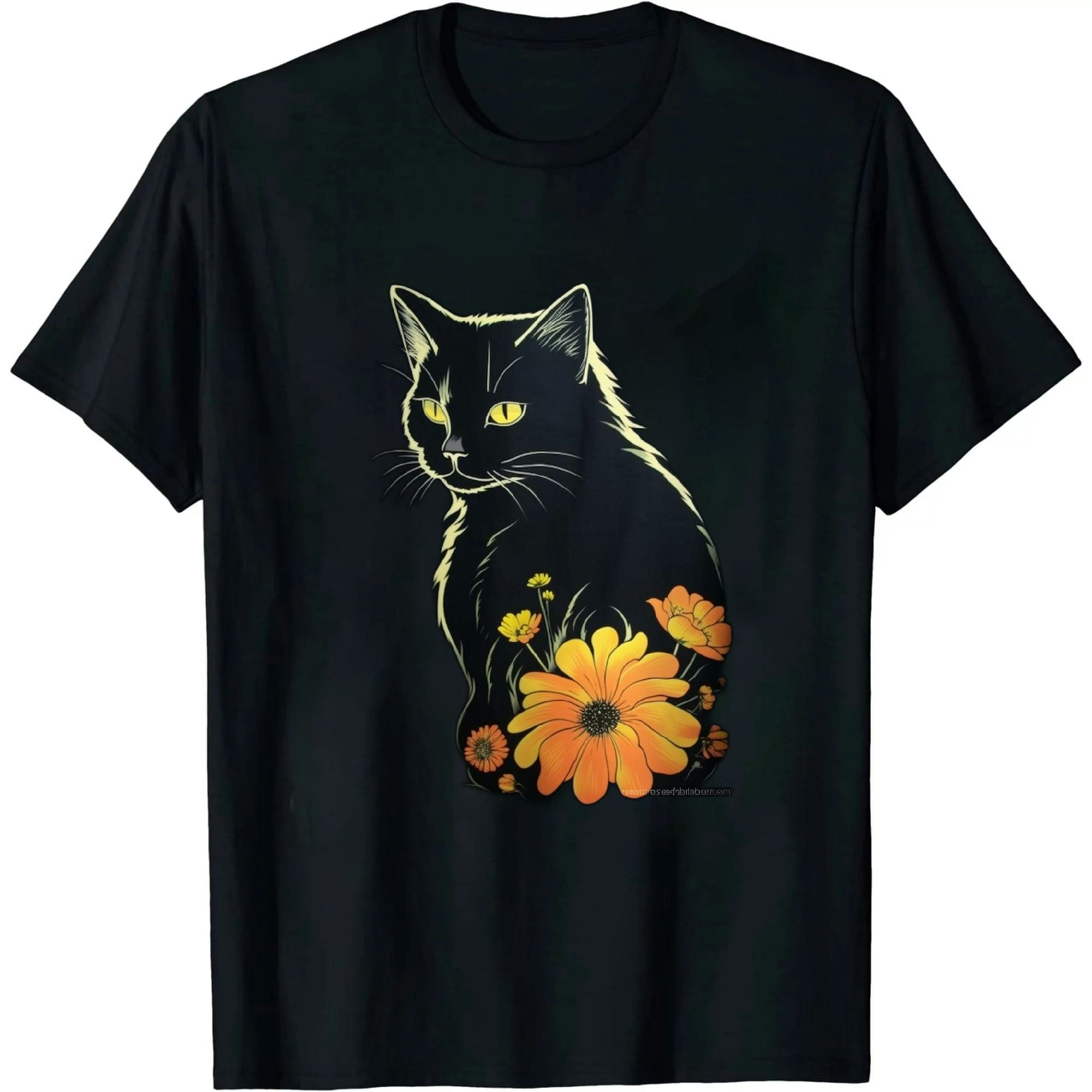 FLORID Cat Artwork - Flowers Art Cat Motif Animal Cat T-Shirt - Walmart.com