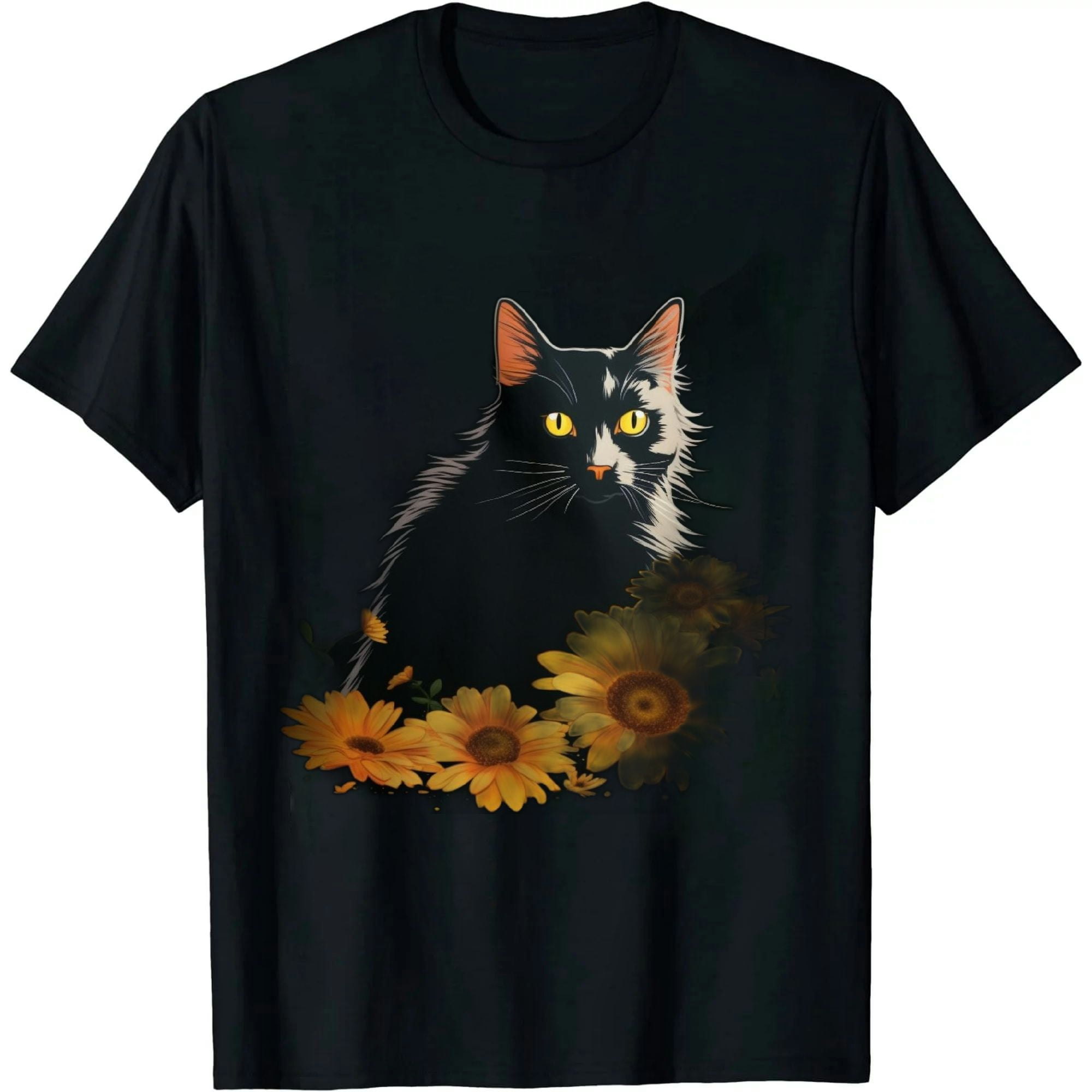 FLORID Cat Flowers Artwork - Cat Motif Animal Cat T-Shirt - Walmart.com