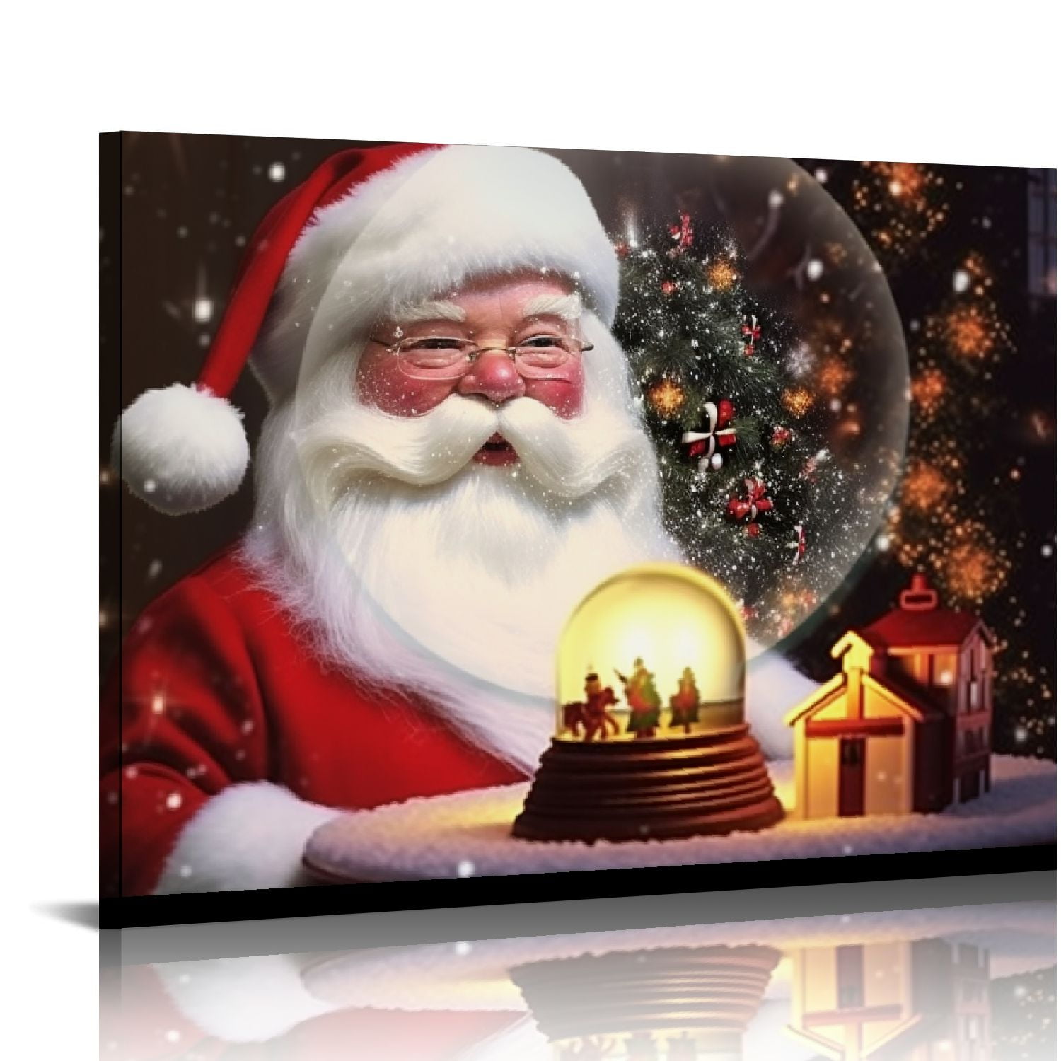 FLORID Christmas Canvas Prints Wall Art, Christmas Santa & Crystal Ball ...