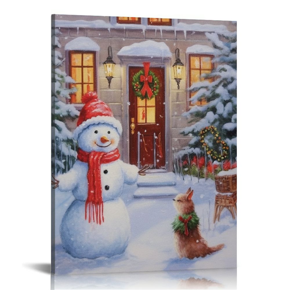 FLORID Christmas Canvas Prints Wall Art, Snowy Scene Picture for ...