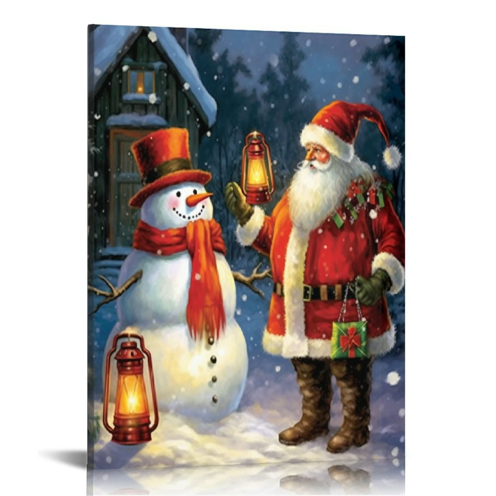 FLORID Christmas Canvas Wall Art with Wood Frames Art Works Winter ...