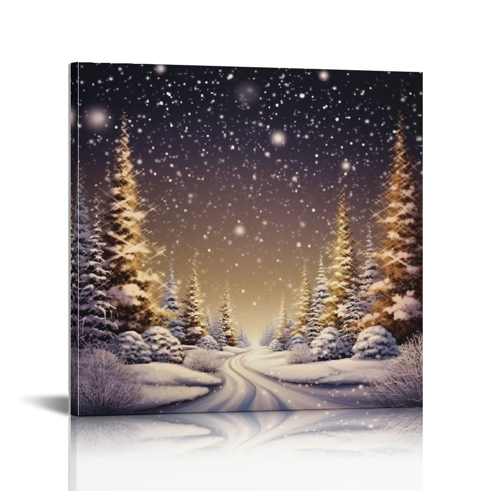 FLORID Christmas Canvas Wall Art for Holiday Decor - Winter Scene with ...