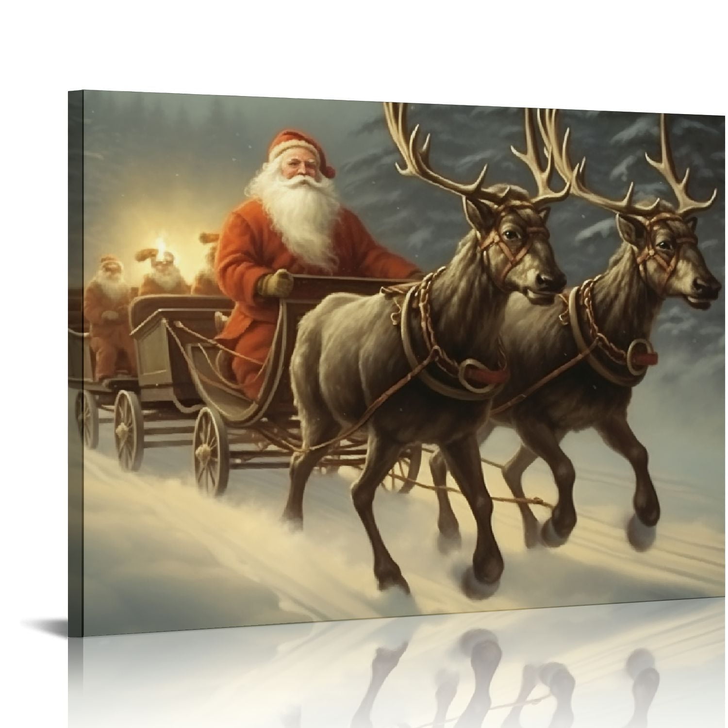 FLORID Christmas Wall Art Home Decor Santa Claus Reindeer with Sleigh ...