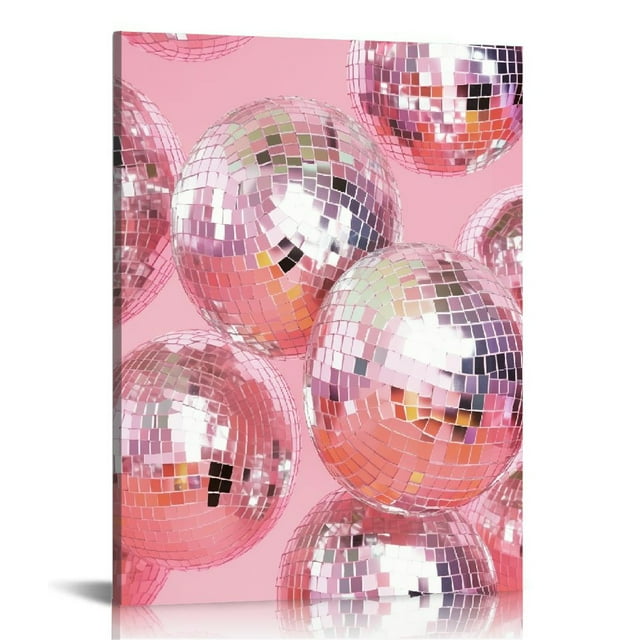 FLORID Disco Ball Wall Art Pink Disco Poster Funky Canvas Wall Art ...