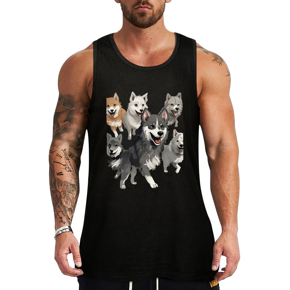 FLORID Dogs Expressions Furry Art Men's Tanks S - 3XL Vacation Tank Top ...
