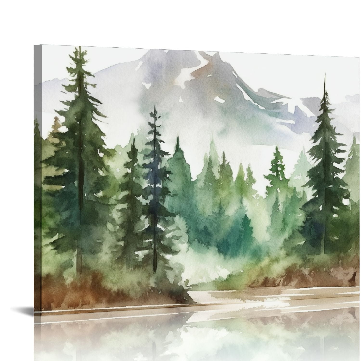 FLORID Framed Watercolor Pine Tree Forest Wall Art, Nature Wilderness ...