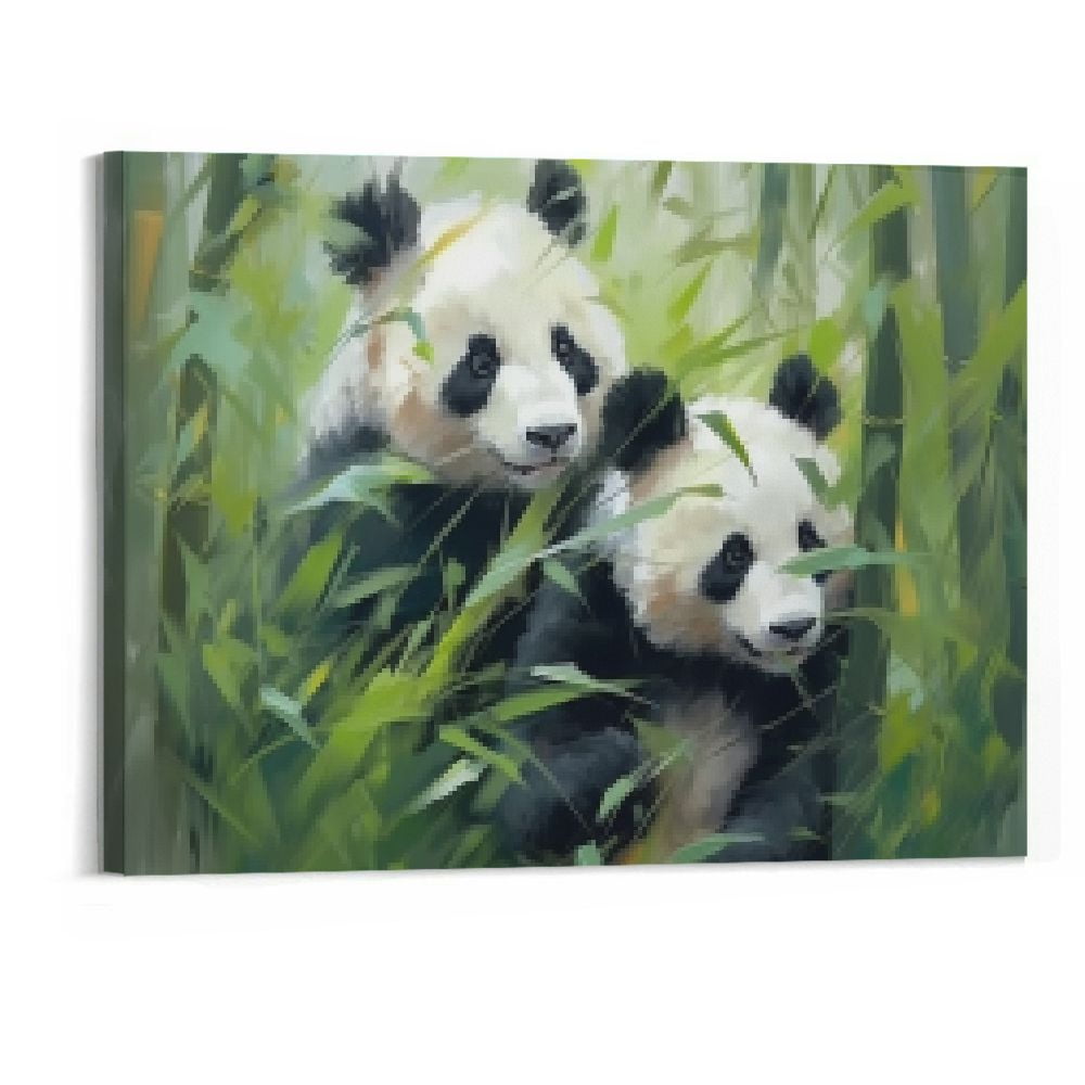 FLORID Fyzuf Chinese Style Bamboo Panda Poster 20x16in Canvas Painting ...
