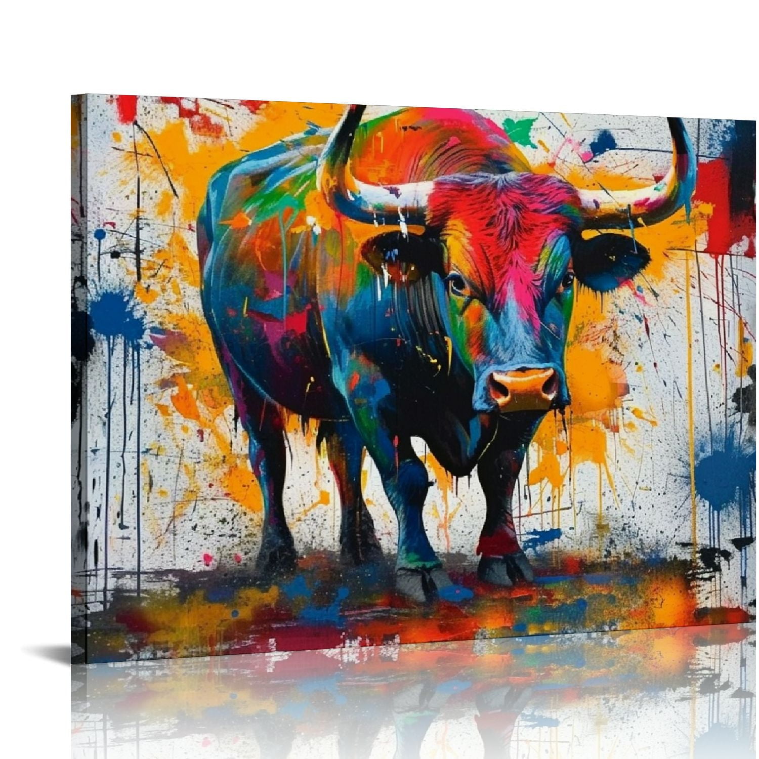 FLORID Graffiti Cow Wall Art For Living Room, Banksy Style Wall Art ...