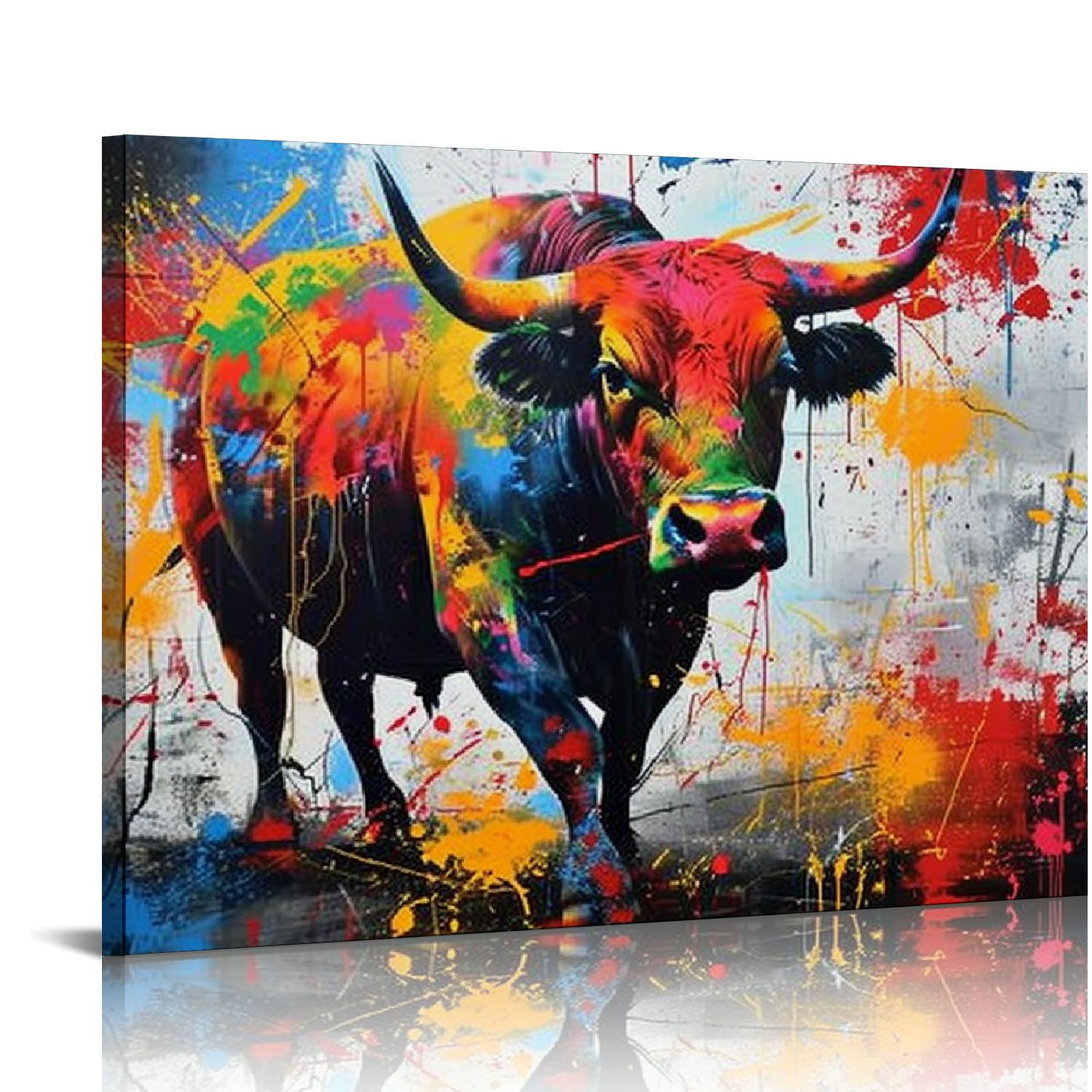 FLORID Graffiti Cow Wall Art For Living Room, Banksy Style Wall Art ...