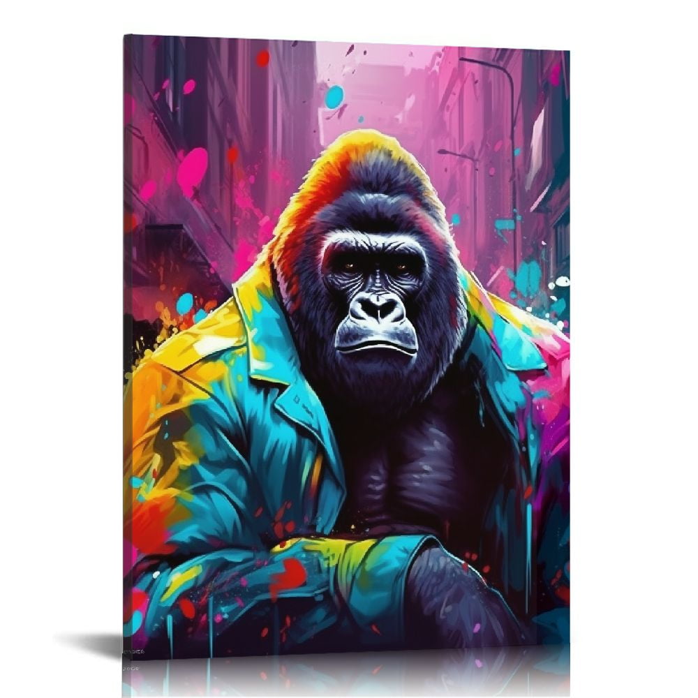 FLORID Graffiti Gorilla Canvas Wall Art,Cool Colorful Gorilla Picture ...