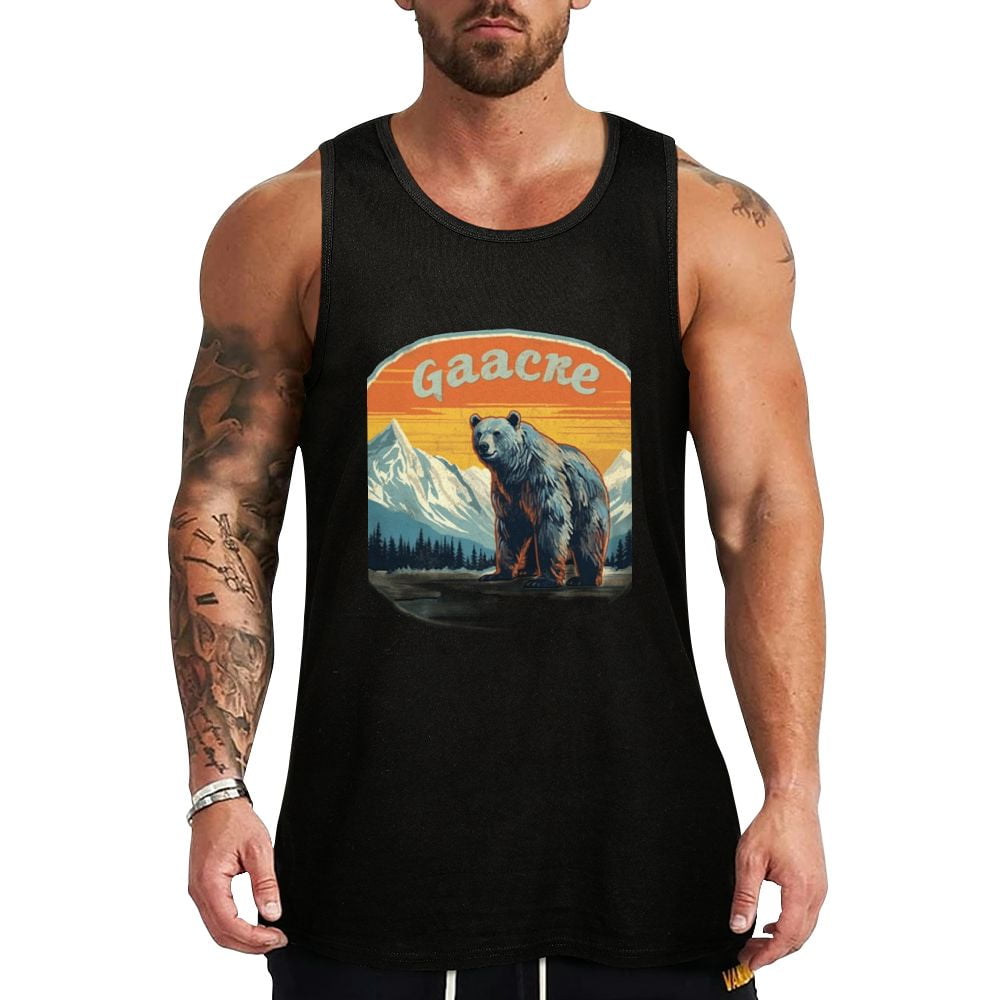 FLORID Grizzly Bear Mountain Sunset Men's Tanks S - 3XL Retro Style L ...